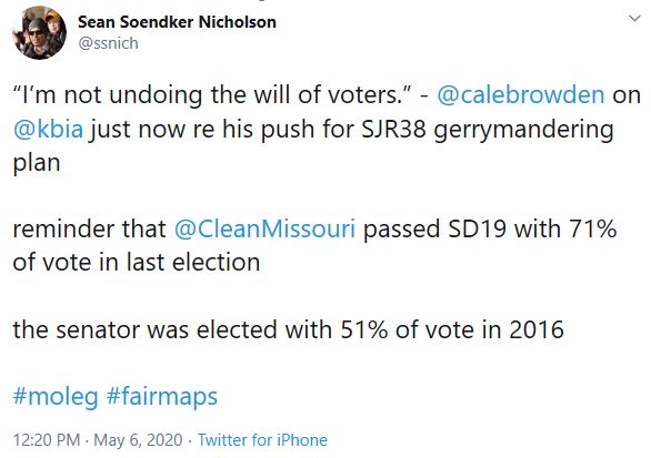Sen. Caleb Rowden (r): my constigutents our two stoopit too reminder ...